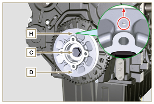 Crankshaft and target wheel pulley disassembly